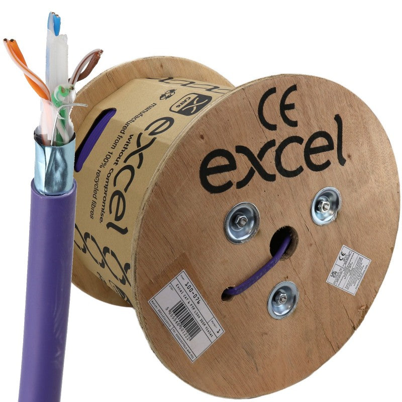 Excel Cat6 F/UTP Cable Violet 305m Reel Dca DRUM SHIELDED (100-076)